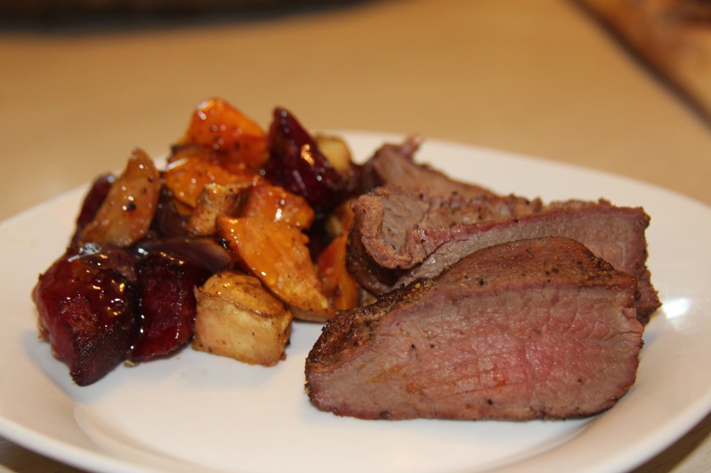 Hickory Smoked Venison Backstrap with Traeger’s Roasted Root Vegetables ...